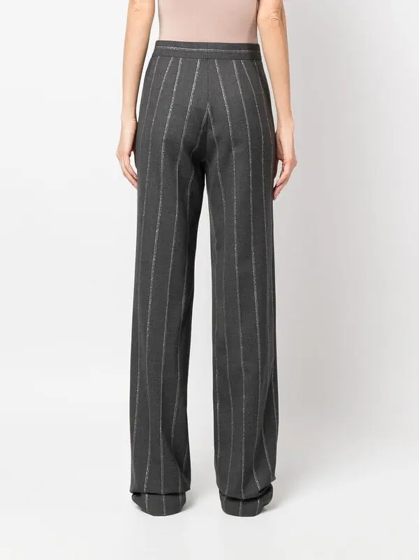 Stella McCartney Stitch-detail Striped Trousers - Grey