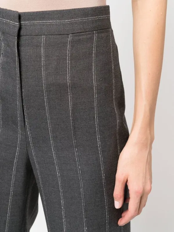 Stella McCartney Stitch-detail Striped Trousers - Grey