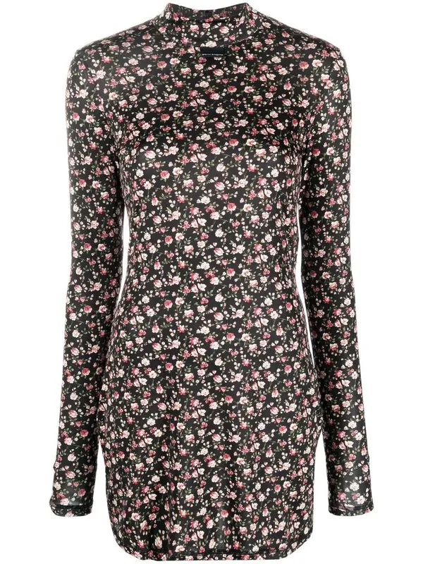 Palm Angels Floral-print Mock Neck Dress