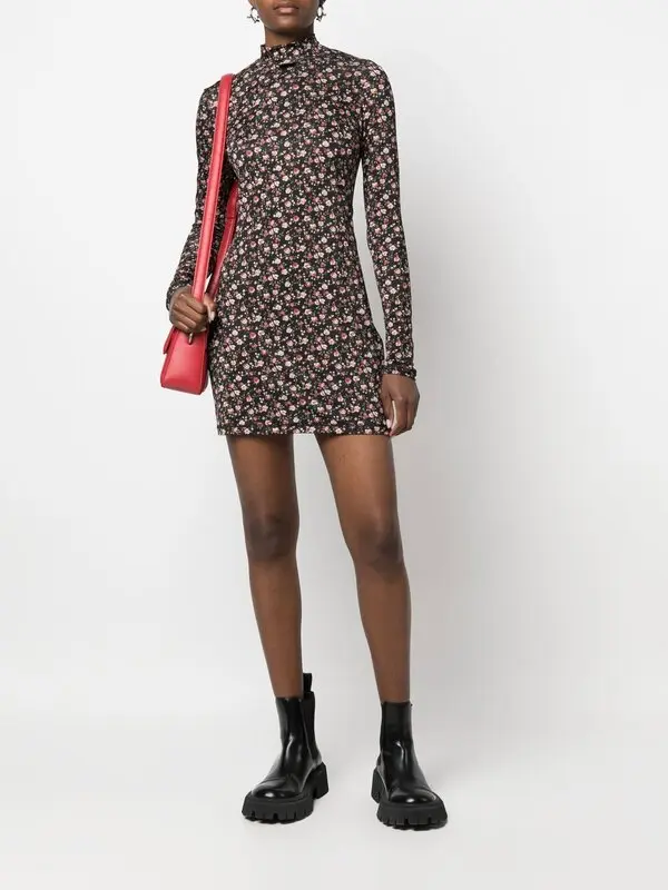 Palm Angels Floral-print Mock Neck Dress