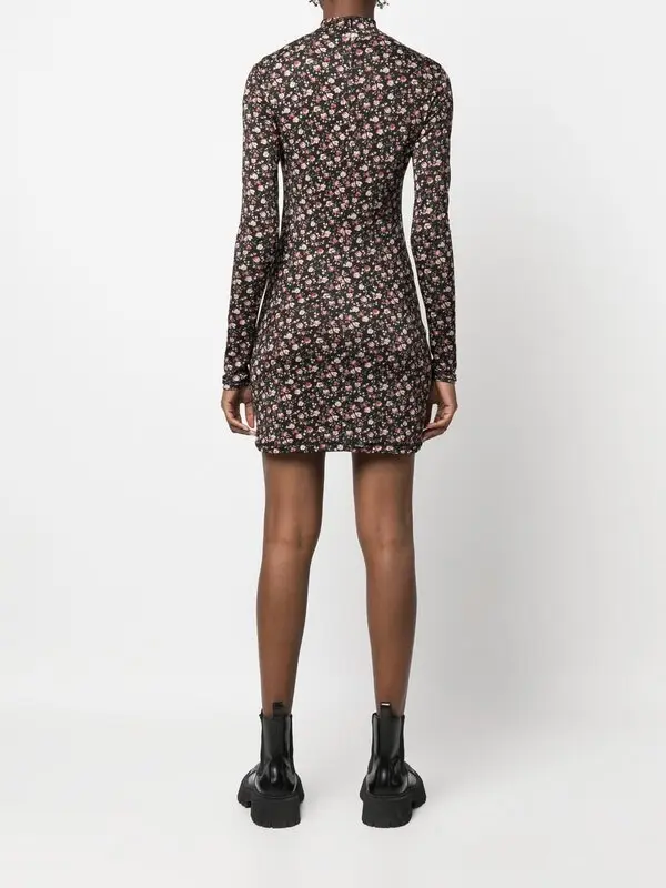Palm Angels Floral-print Mock Neck Dress