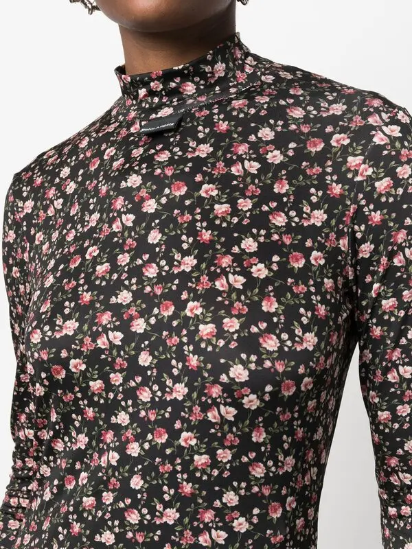 Palm Angels Floral-print Mock Neck Dress