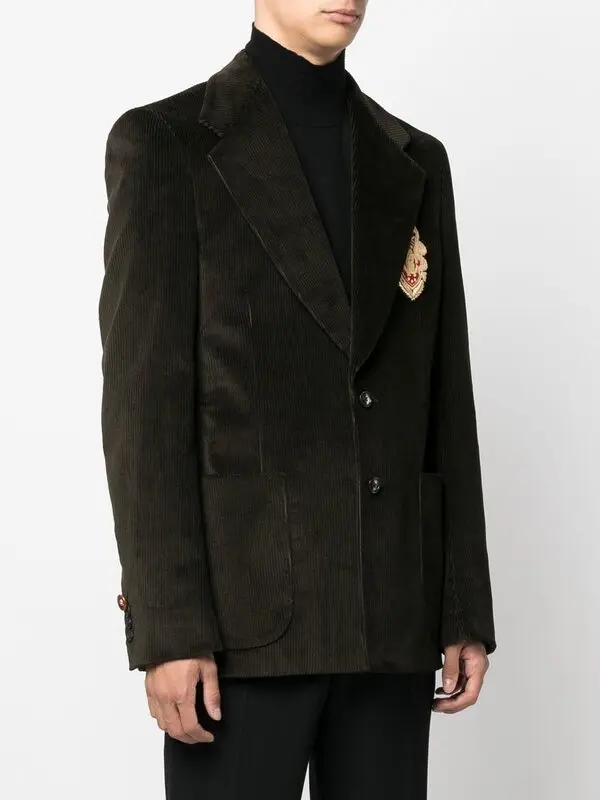 Roberto Cavalli Monogram Patch Corduroy Blazer