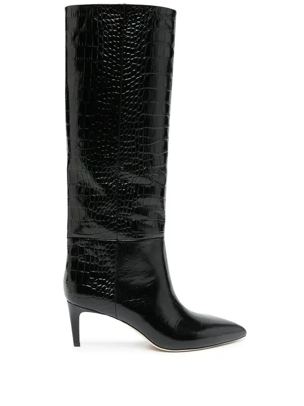 Paris Texas Crocodile-embossed Leather Boots - Black