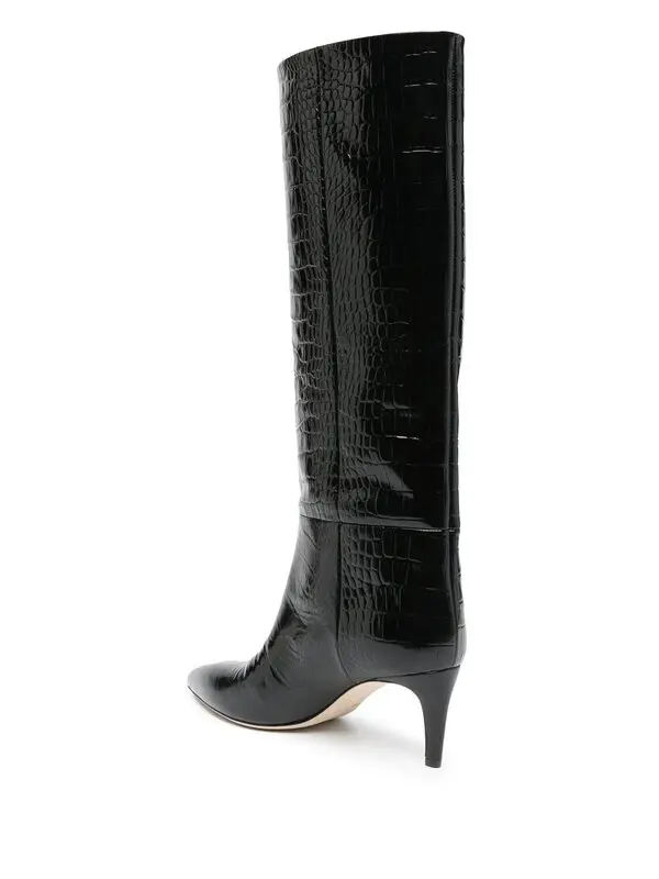 Paris Texas Crocodile-embossed Leather Boots - Black