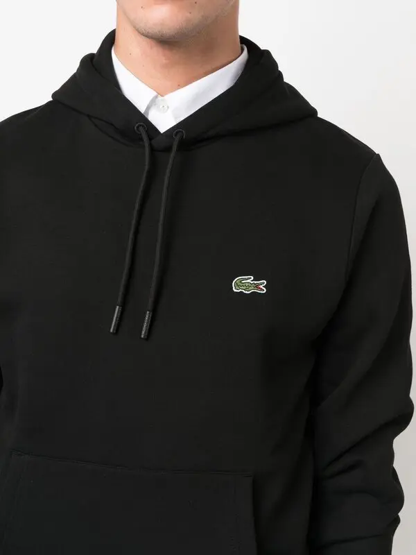 Lacoste Logo-patch Cotton Hoodie - Black