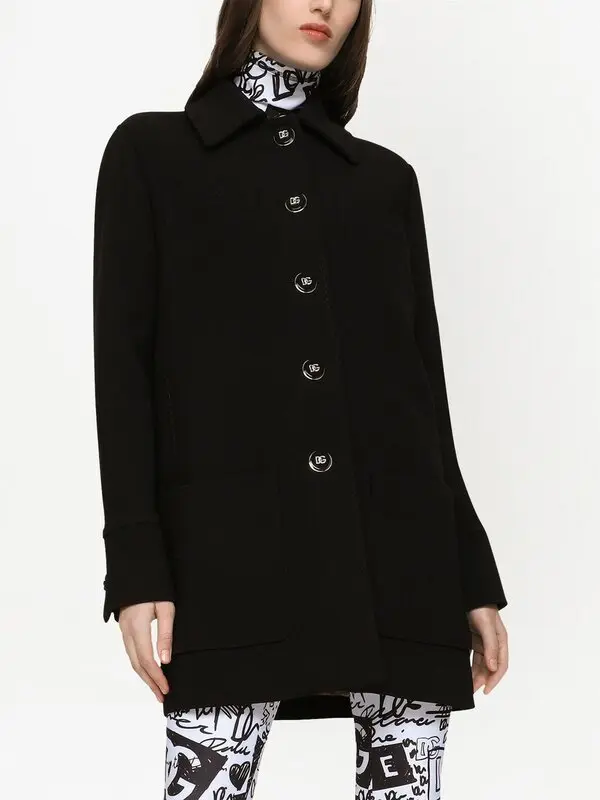 Dolce & Gabbana Galalith-button Crepe Pea Coat