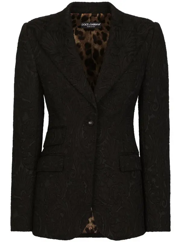 Dolce & Gabbana Turlington Jacquard Single-breasted Blazer - Black