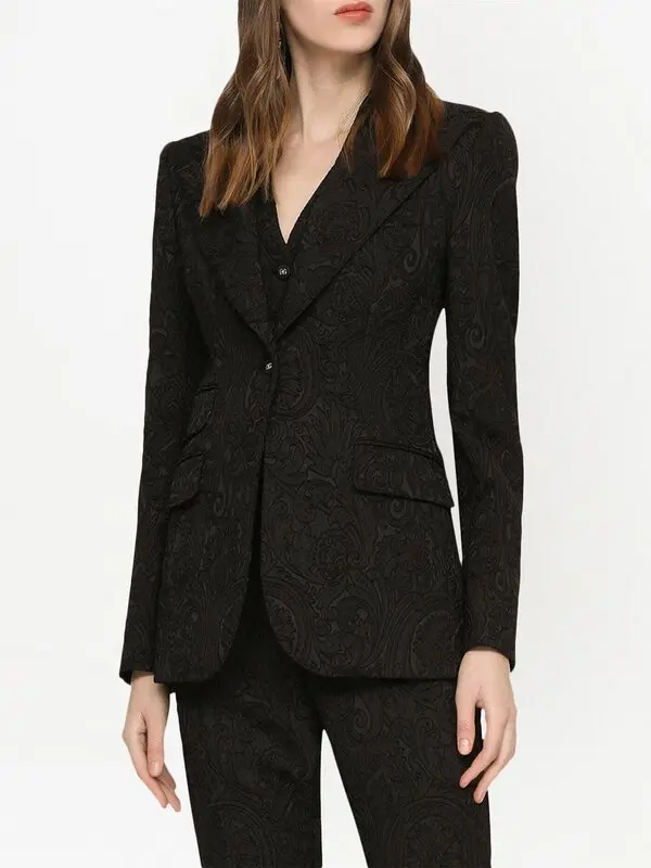 Dolce & Gabbana Turlington Jacquard Single-breasted Blazer - Black