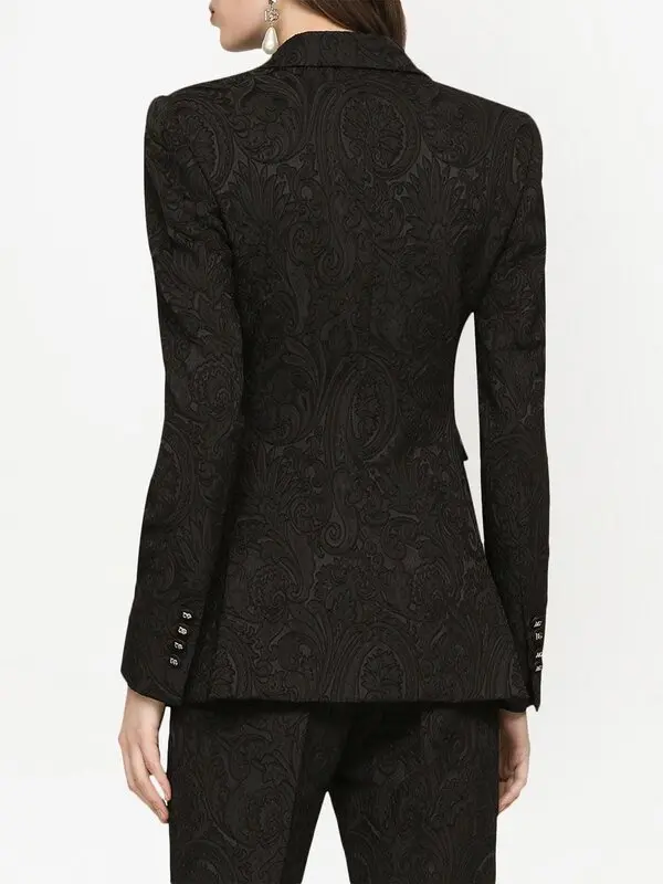 Dolce & Gabbana Turlington Jacquard Single-breasted Blazer - Black