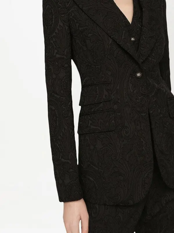 Dolce & Gabbana Turlington Jacquard Single-breasted Blazer - Black