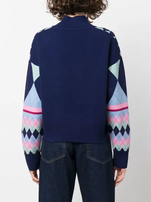 Versace Argyle-knit Jumper - Blue