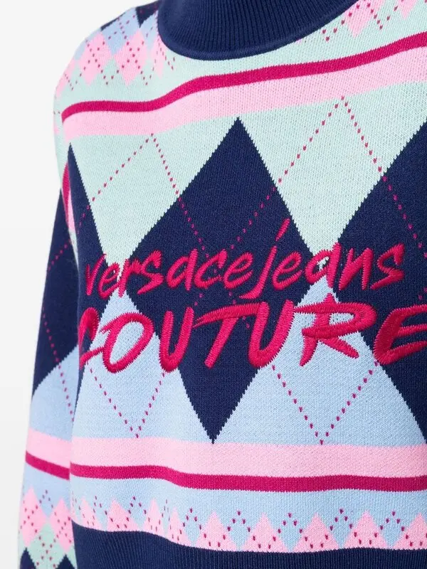 Versace Argyle-knit Jumper - Blue