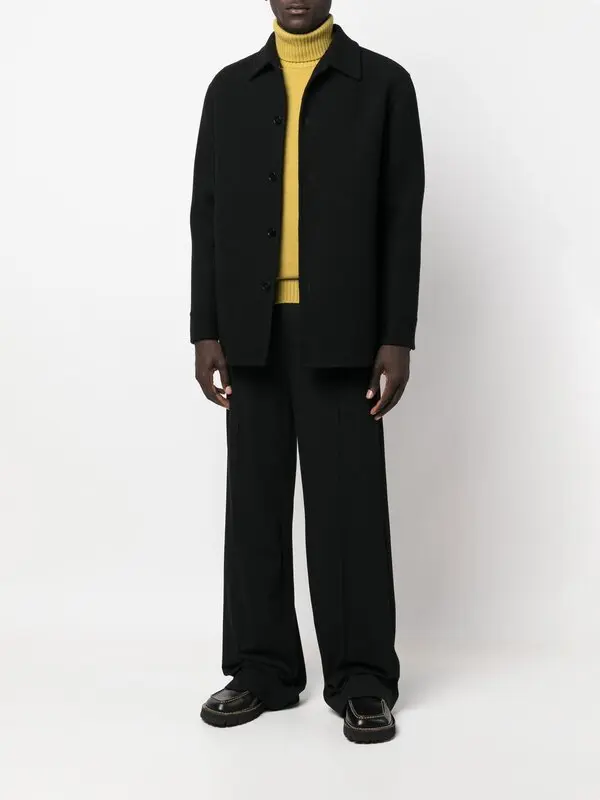 JIL SANDER Button-up Wool Shirt Jacket - Black