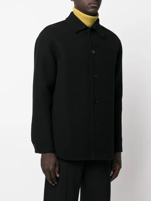 JIL SANDER Button-up Wool Shirt Jacket - Black