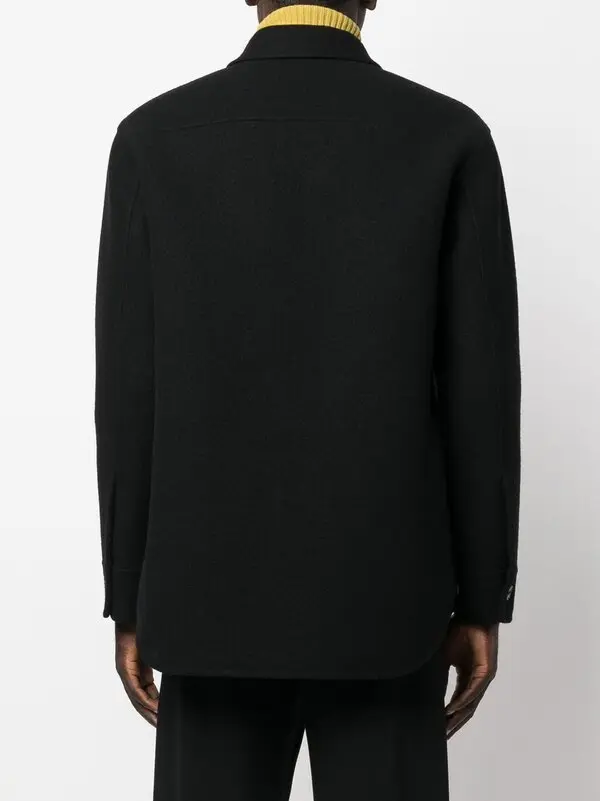JIL SANDER Button-up Wool Shirt Jacket - Black