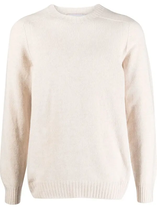 D4.0 Ribbed-trim Virgin Wool Jumper - Neutrals