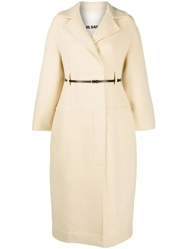 JIL SANDER Belted Wool Coat - Neutrals