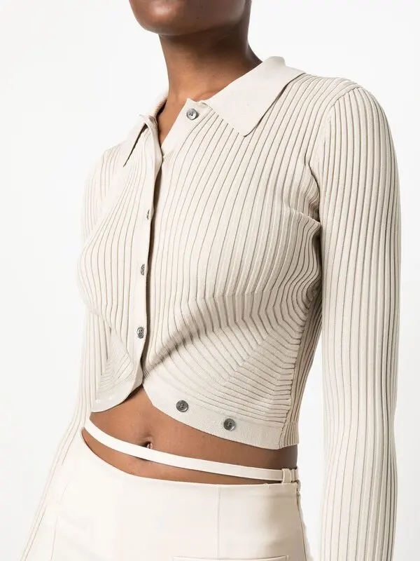 Simkhai Button-up Ribbed Knitted Top