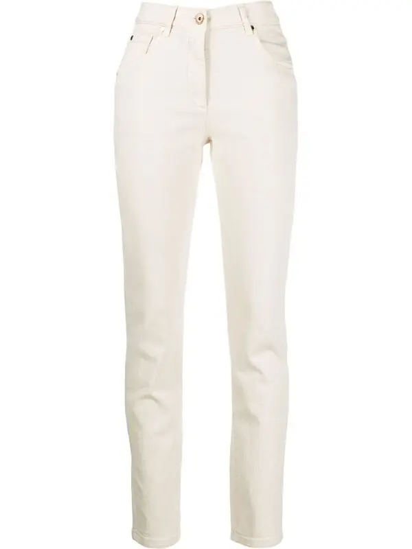 Brunello Cucinelli Slim-fit Beige Cotton Jeans