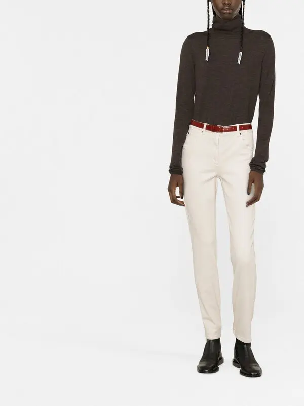 Brunello Cucinelli Slim-fit Beige Cotton Jeans