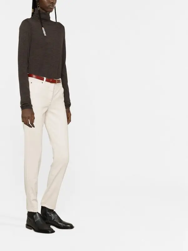 Brunello Cucinelli Slim-fit Beige Cotton Jeans