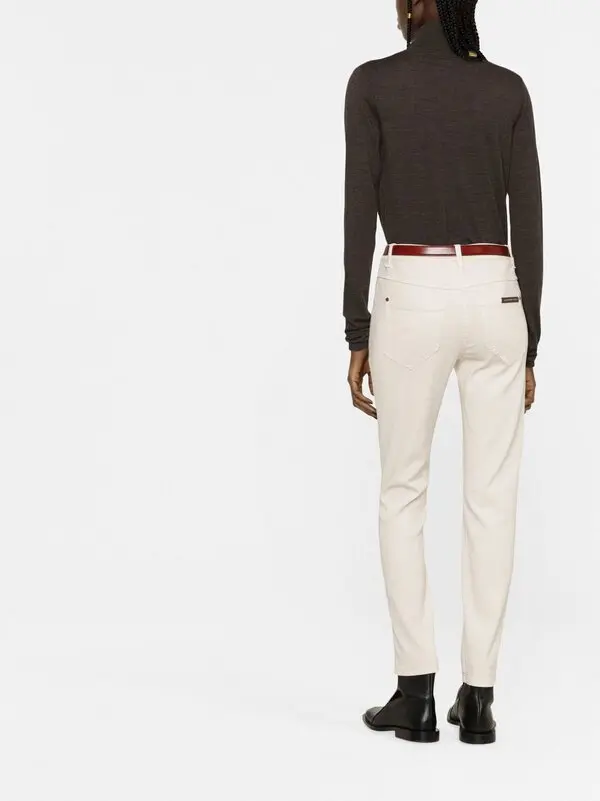 Brunello Cucinelli Slim-fit Beige Cotton Jeans