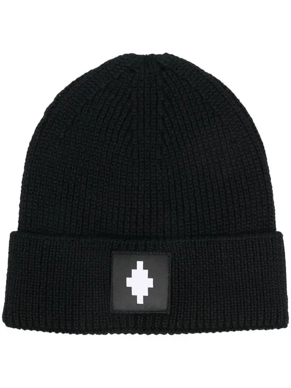 COUNTY OF MILAN Logo-patch Ribbed Beanie - Black