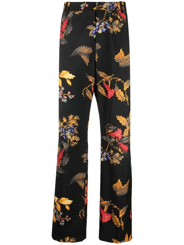 COUNTY OF MILAN Floral Print Virgin Wool Trousers