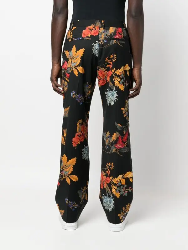 COUNTY OF MILAN Floral Print Virgin Wool Trousers
