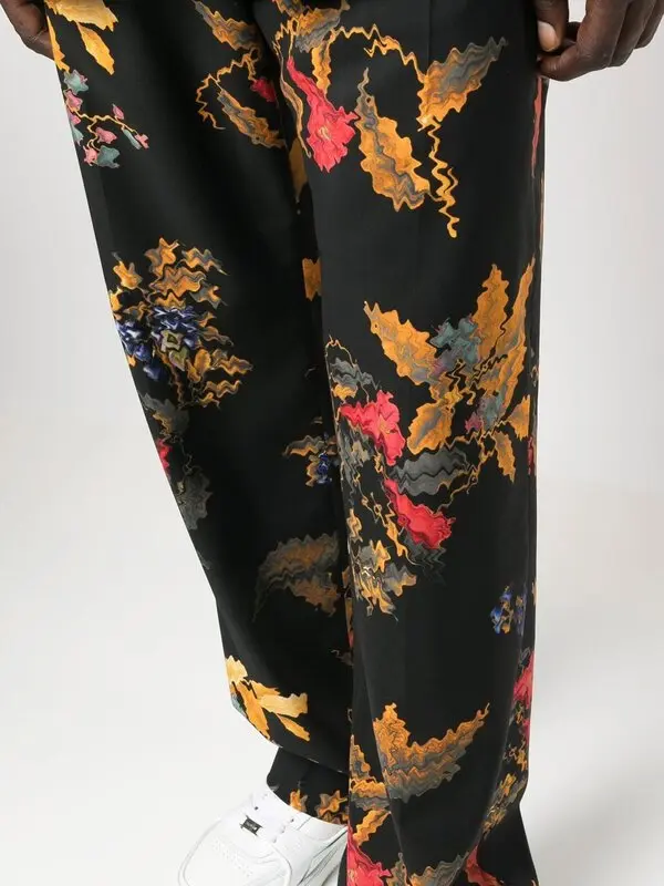 COUNTY OF MILAN Floral Print Virgin Wool Trousers