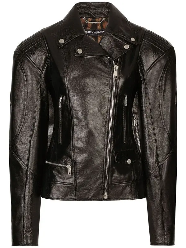 Dolce & Gabbana Leather Biker Jacket - Black
