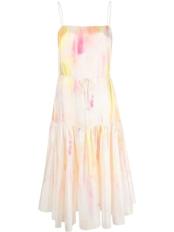 Zimmermann Prima Abstract-print Silk Dress - Pink