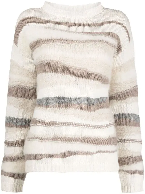 Fabiana Filippi Striped Crew Neck Jumper - White