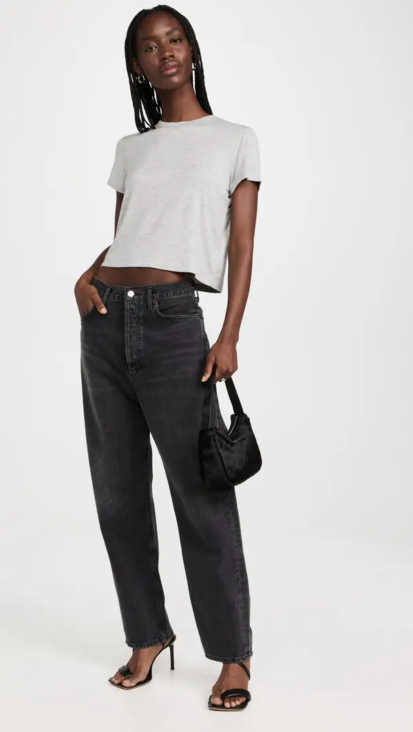 AGOLDE Adine Shrunken Tee - Grey Heather
