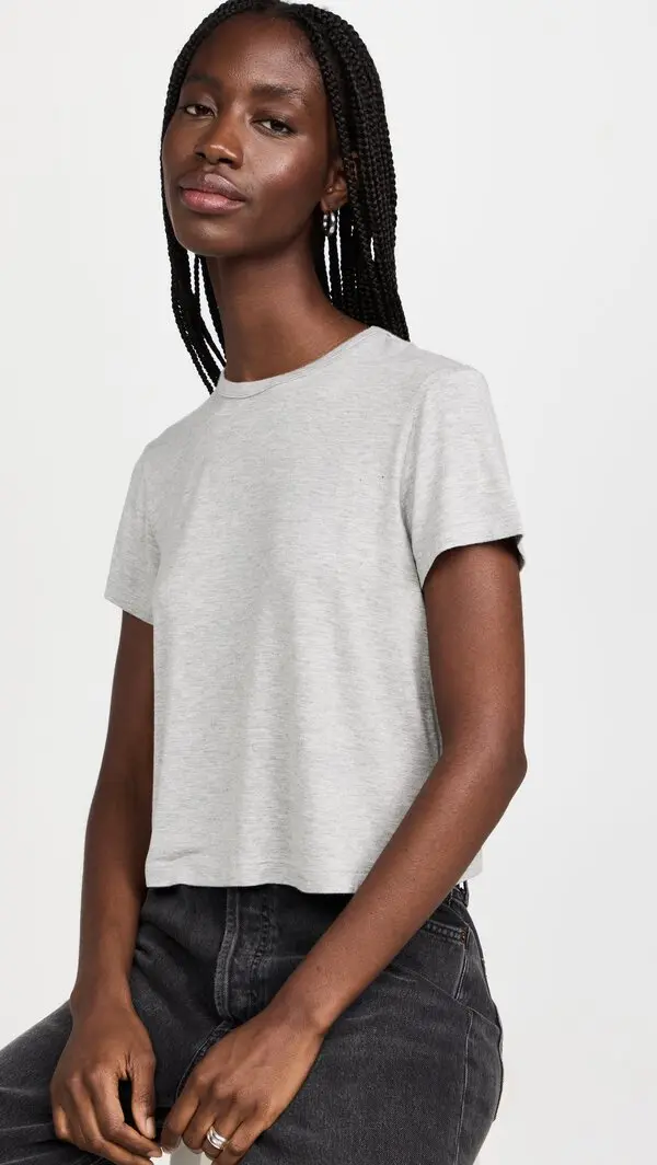 AGOLDE Adine Shrunken Tee - Grey Heather