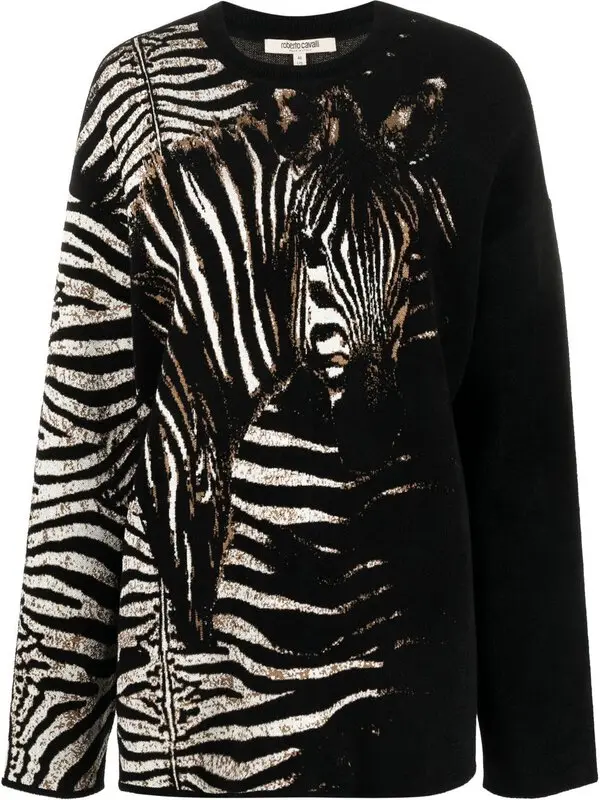 Roberto Cavalli Zebra-print Jumper - Black