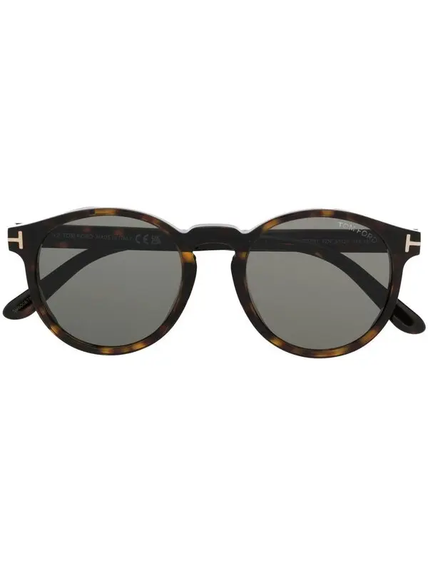 TOM FORD Tortoiseshell Round Frame Sunglasses - Brown