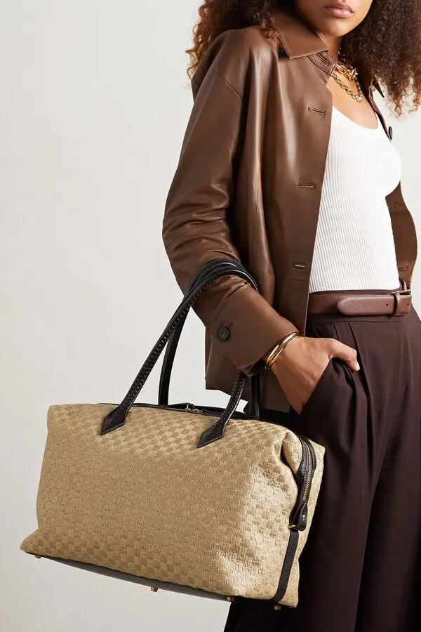 METIER Vérité All Day Leather-trimmed Woven Tote