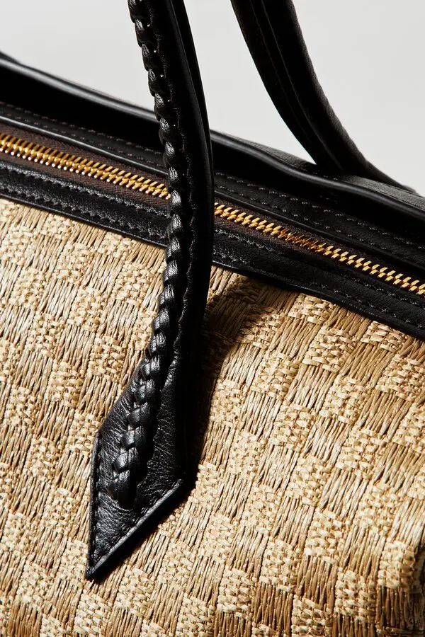 METIER Vérité All Day Leather-trimmed Woven Tote