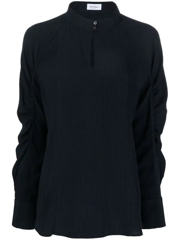 FERRAGAMO Keyhole-neck Longsleeve Blouse