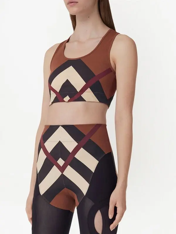Burberry Chevron Check-print Cropped Vest Top