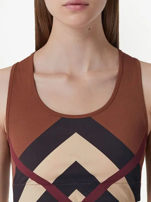 Burberry Chevron Check-print Cropped Vest Top