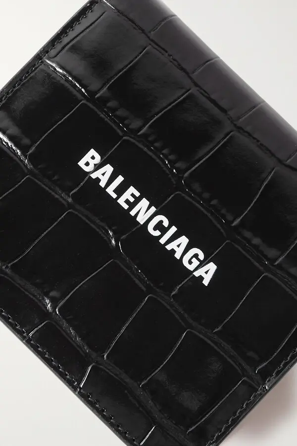 Balenciaga Printed Croc-effect Leather Cardholder