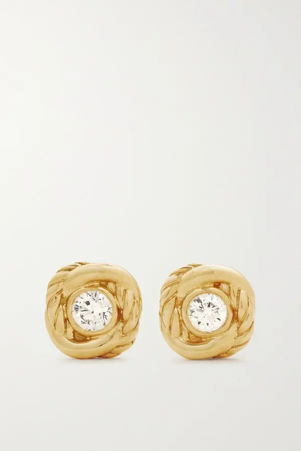 David Yurman Infinity Diamond Stud Earrings - Gold