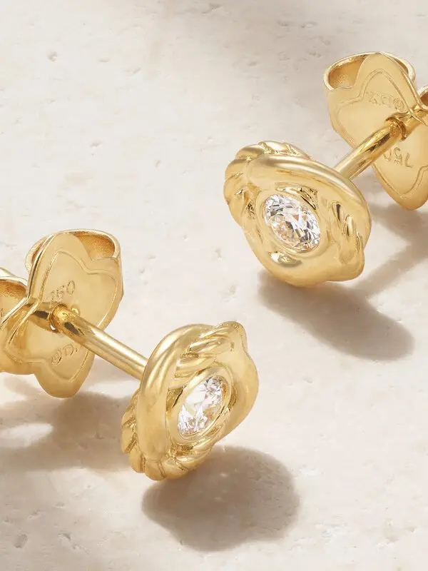 David Yurman Infinity Diamond Stud Earrings - Gold