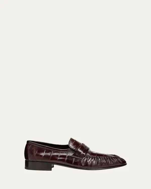 THE ROW Soft Leather Flat Loafers - Brown