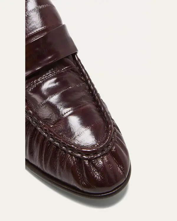 THE ROW Soft Leather Flat Loafers - Brown