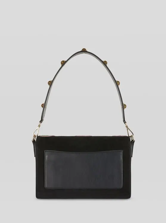 Etro Large Crown Me Suede Shoulder Bag With Embroidery