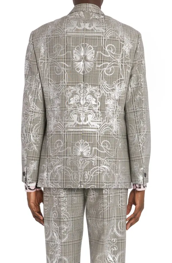 Versace Baroque Overlay Glen Plaid Wool Jacket